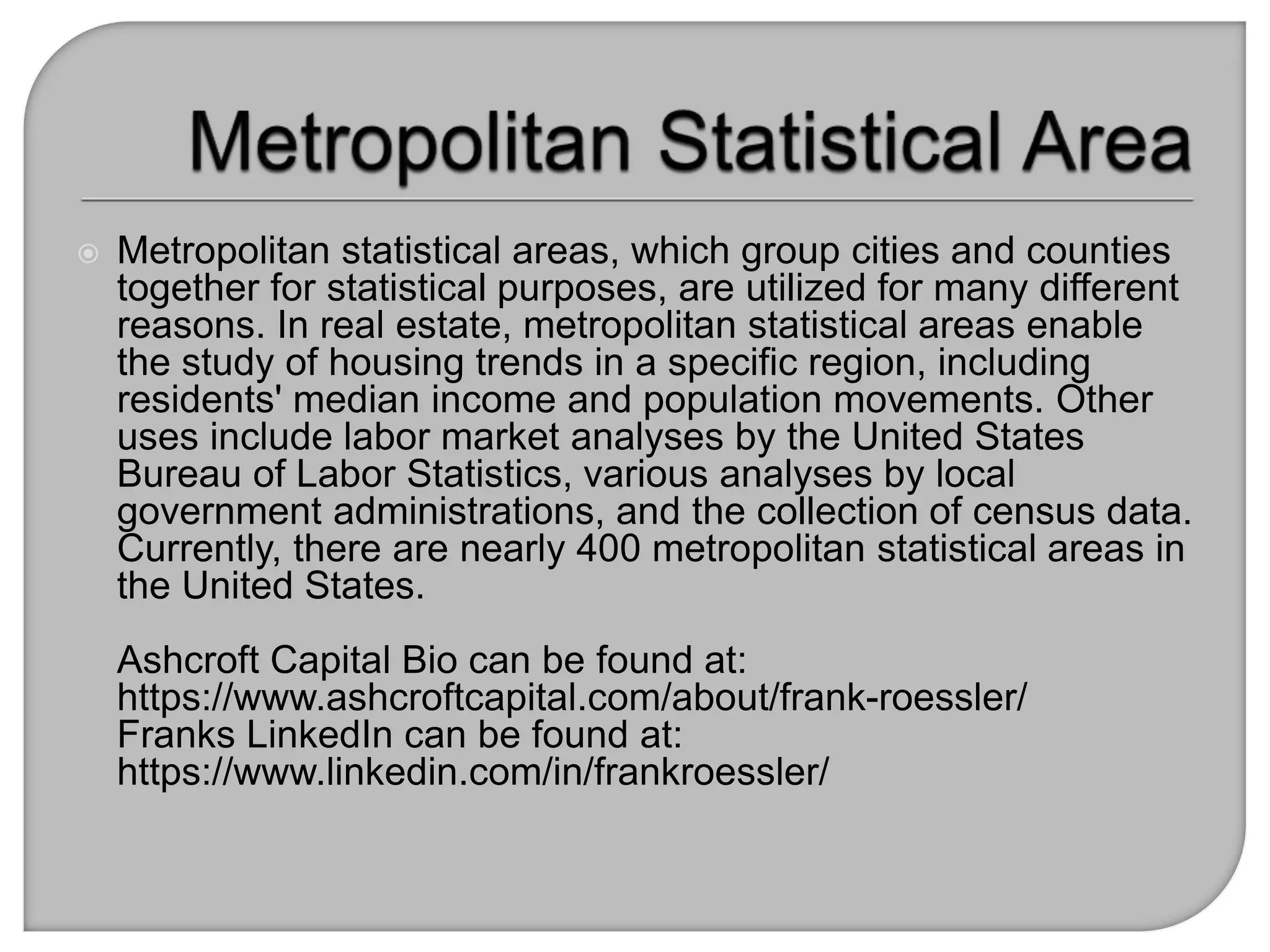 What Is a Metropolitan Statistical Area? | PPT