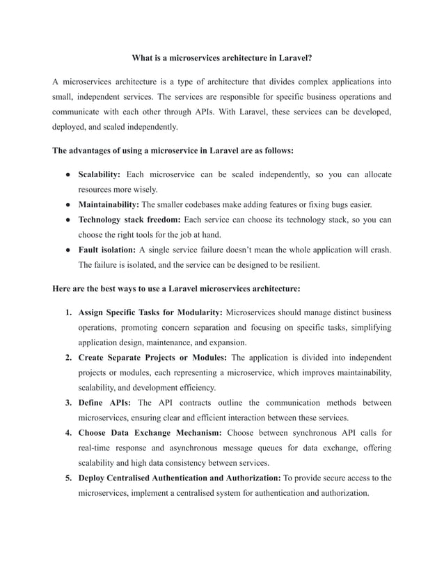 What is a microservices architecture in Laravel? | PDF