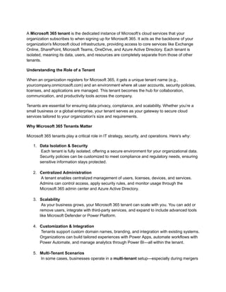 What Is a Microsoft 365 Tenant and Why Does It Matter? | PDF