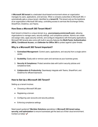 What is a Microsoft 365 Tenant? | Complete Guide & Setup | PDF