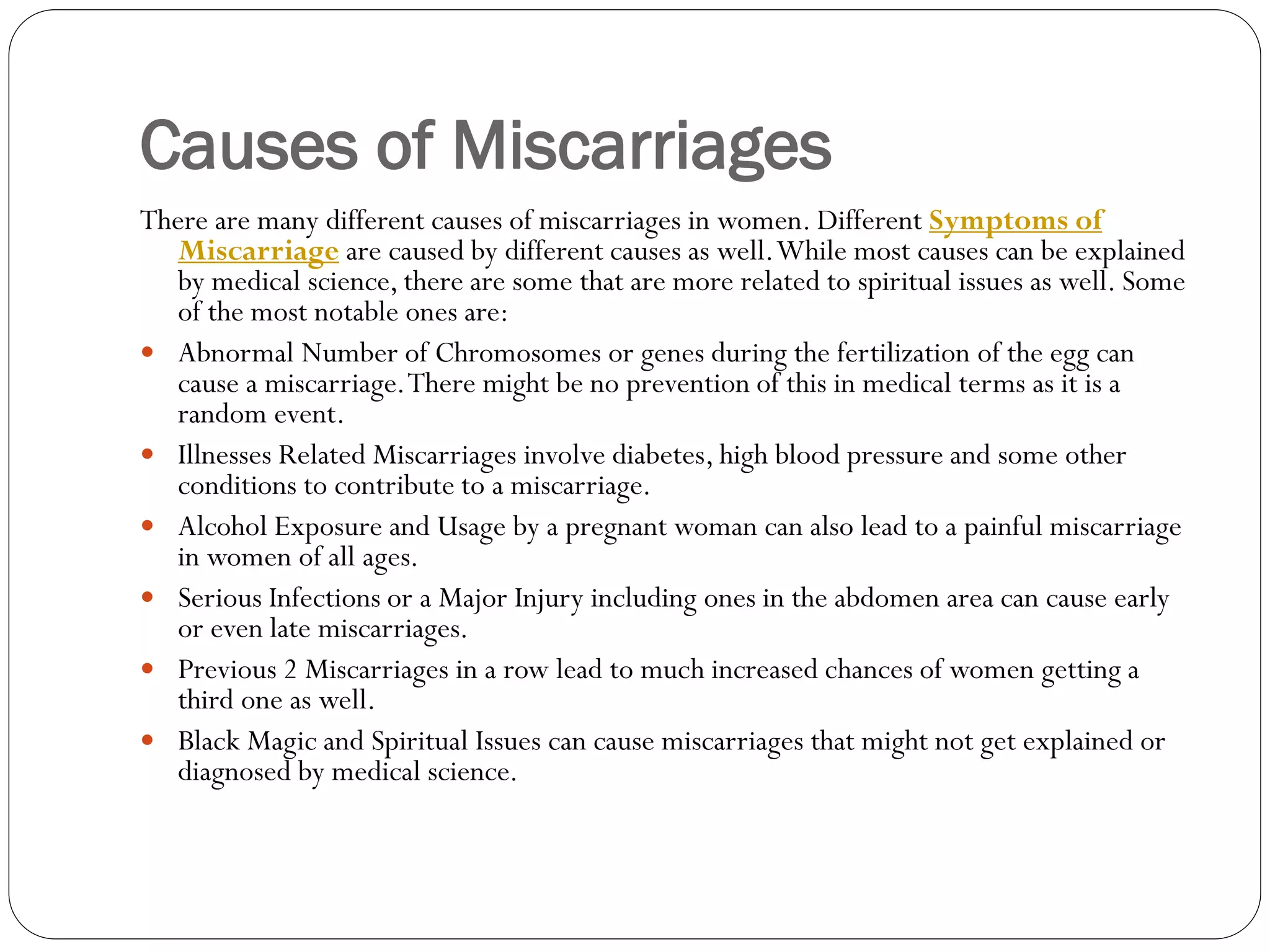 What Is a Miscarriage? Causes of Miscarriages – Types of Miscarriages | PPT