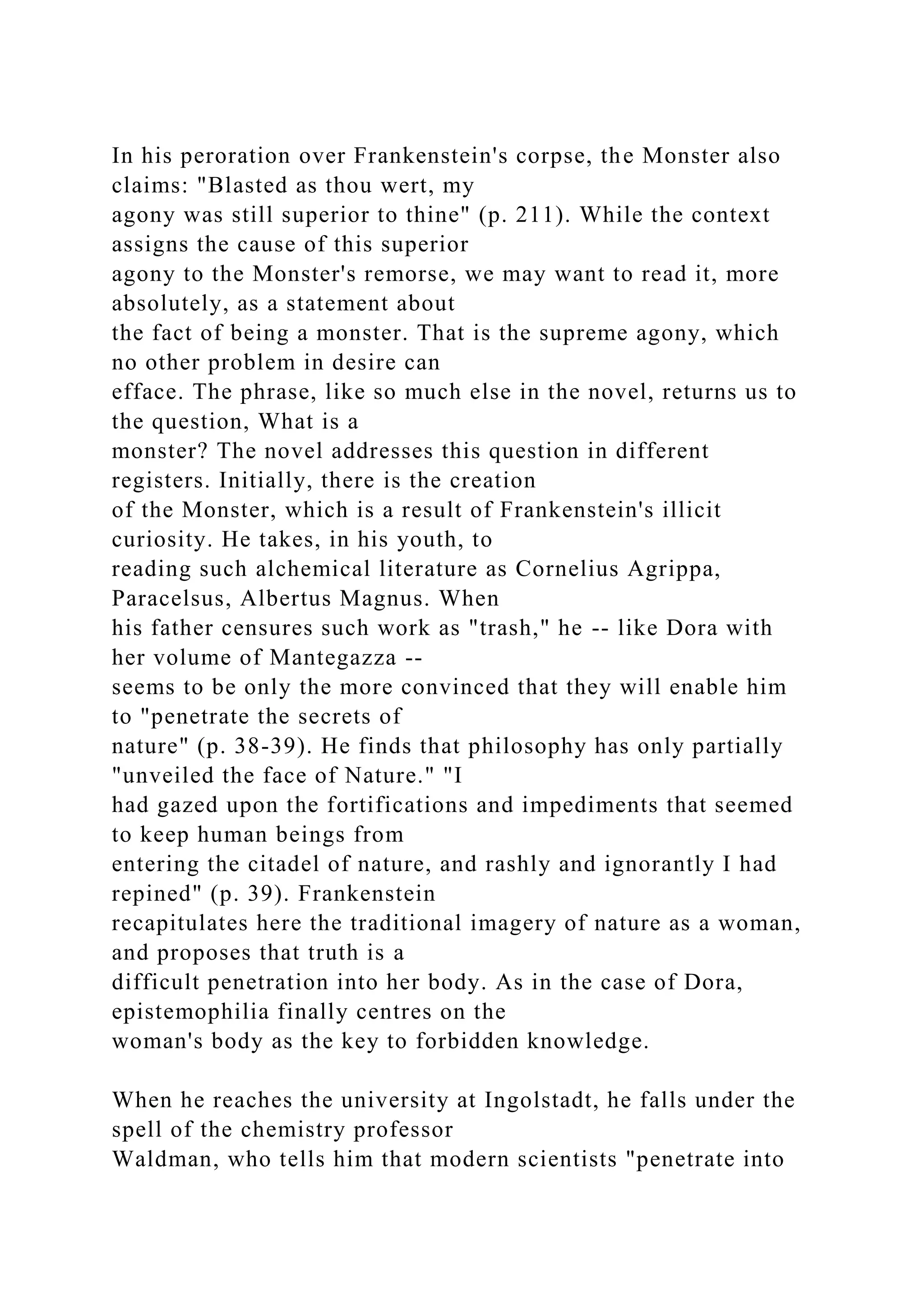 What is a Monster (According to Frankenstein) Peter B.docx