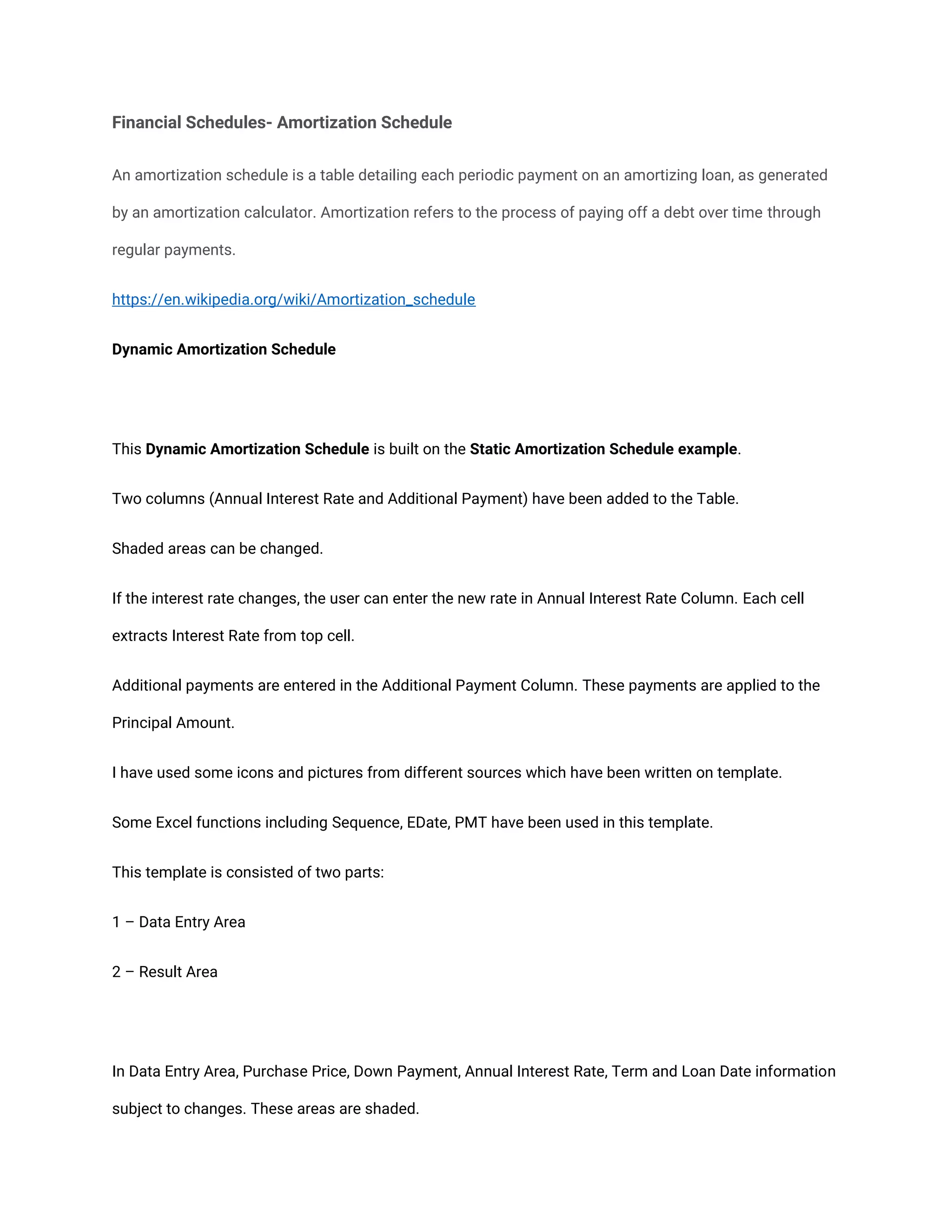 Dynamic Amortization Schedule | PDF
