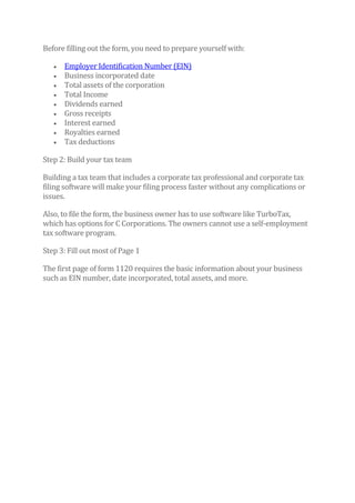 What is an 1120 Tax Form? How to file It? | PDF