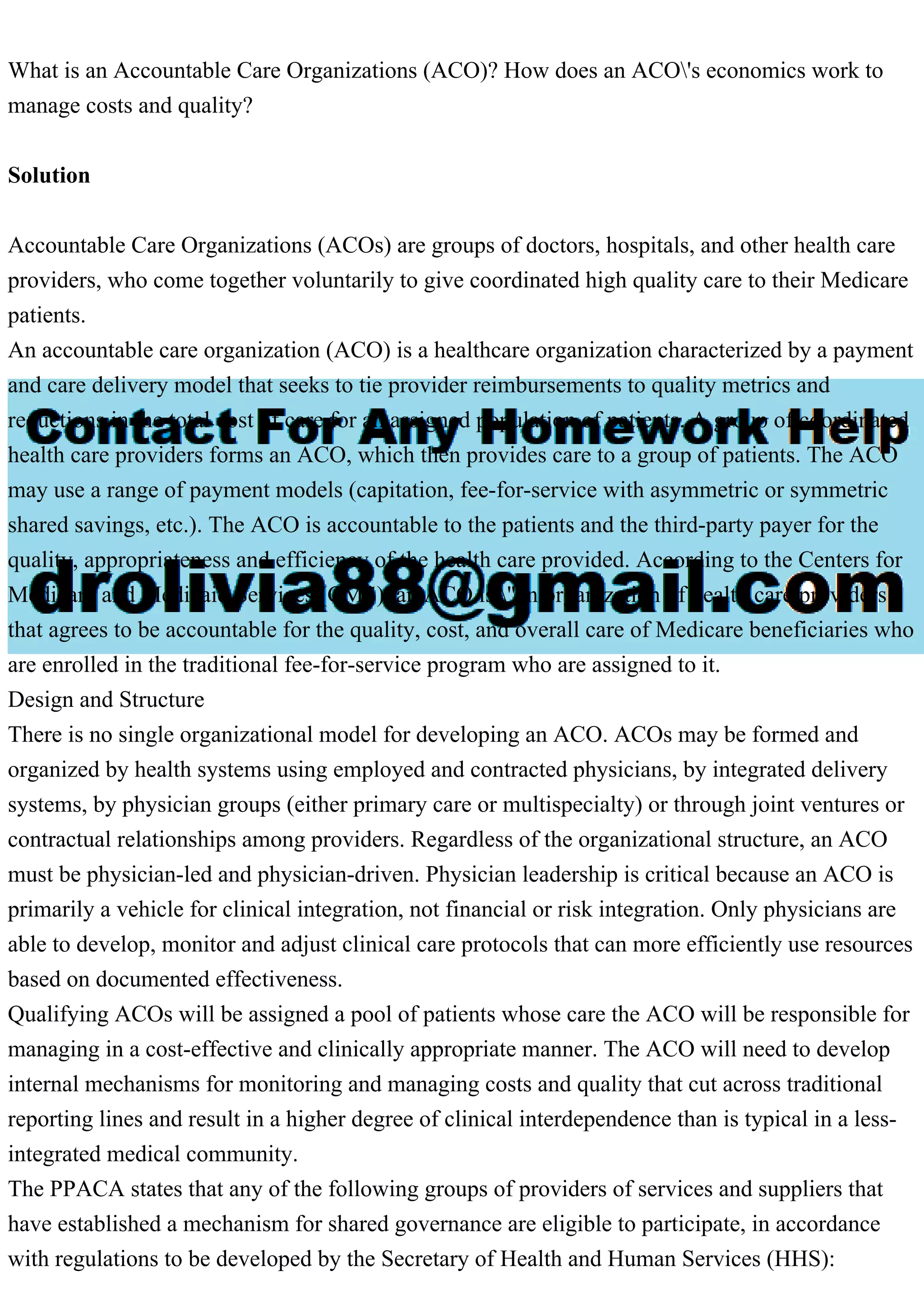 What is an Accountable Care Organizations (ACO) How does an ACOs .pdf