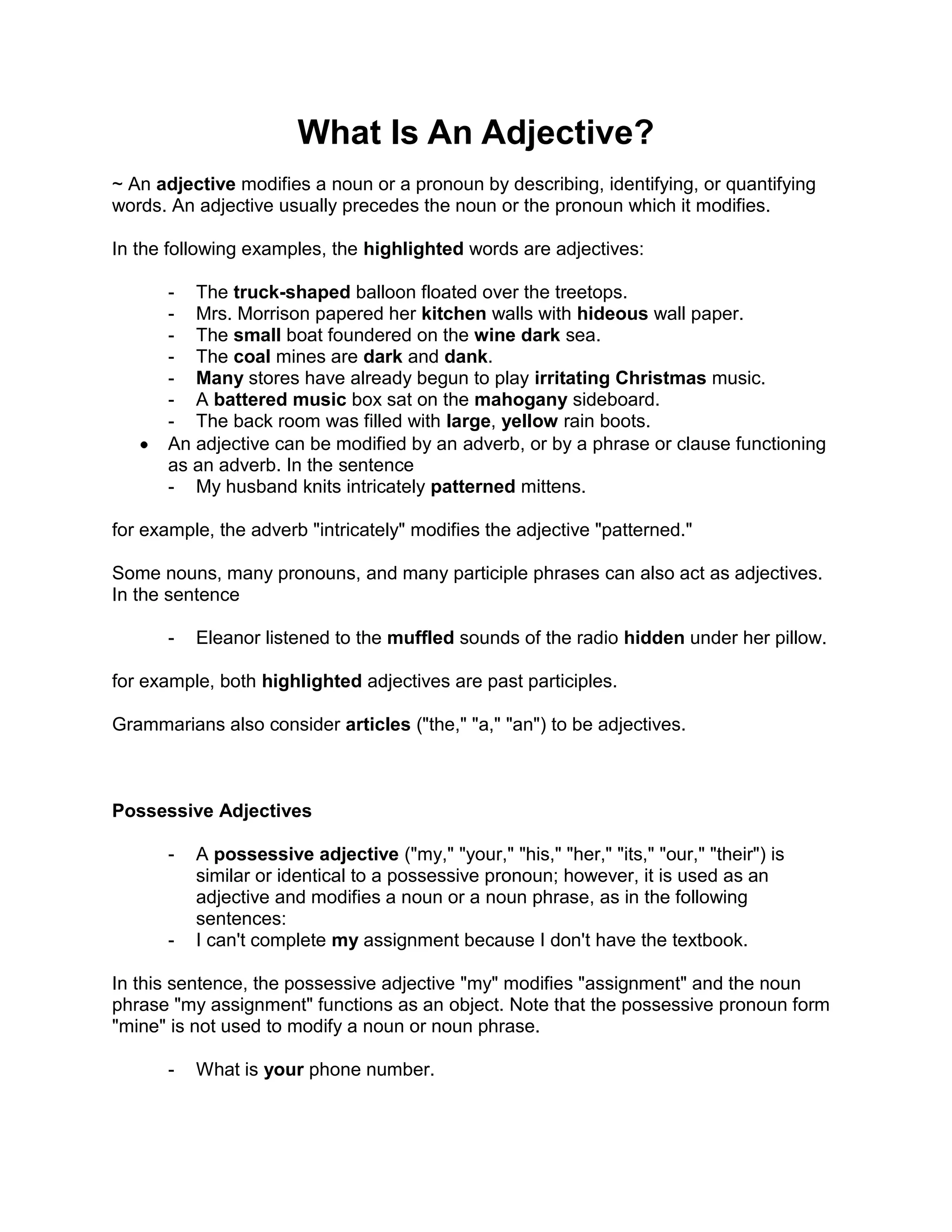 What is an adjective | DOCX