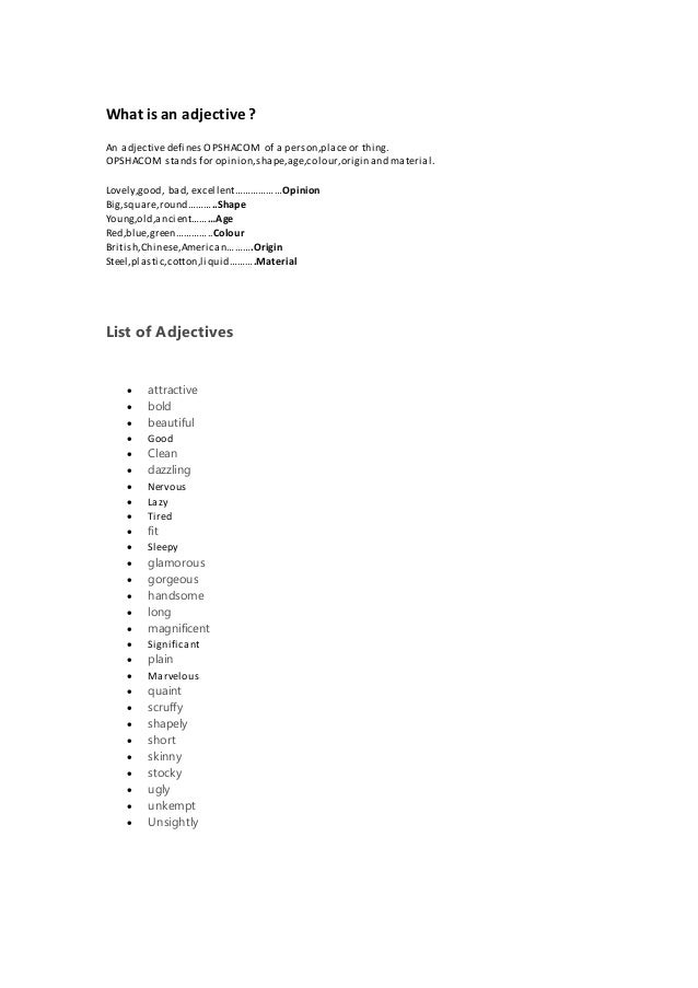 What is an adjective | DOCX