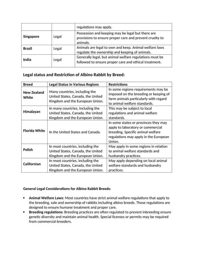 What is an Albino Rabbit: Physical Body of Albino Rabbit Breed | DOCX ...
