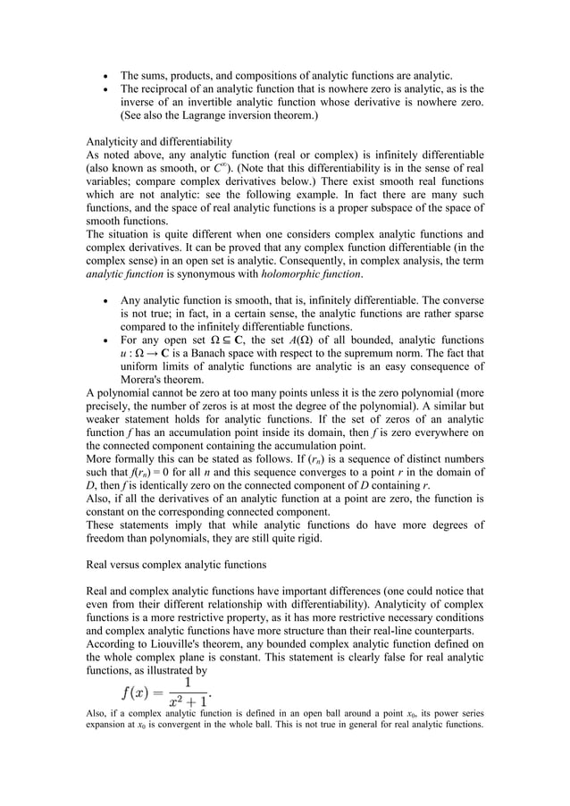 What is analytic functions | PDF