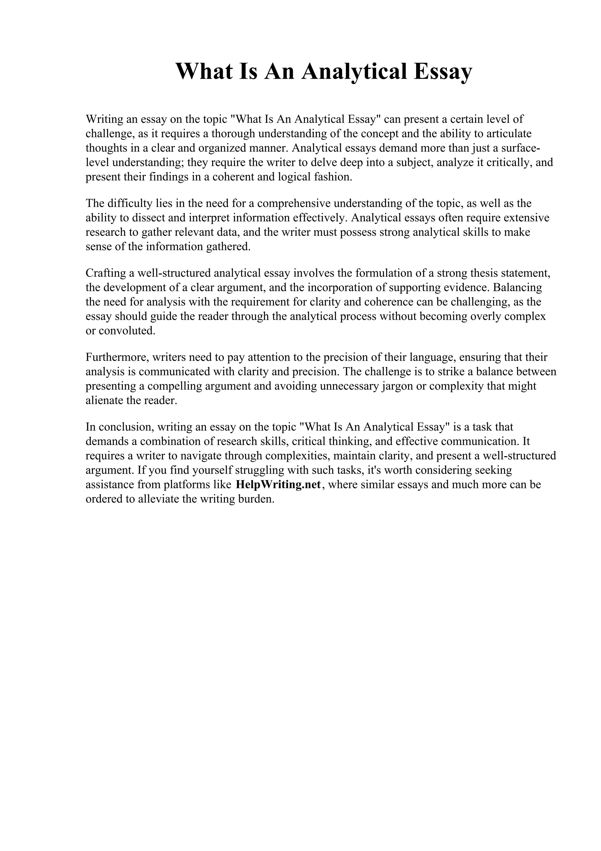 What Is An Analytical Essay. Pierce College | PDF