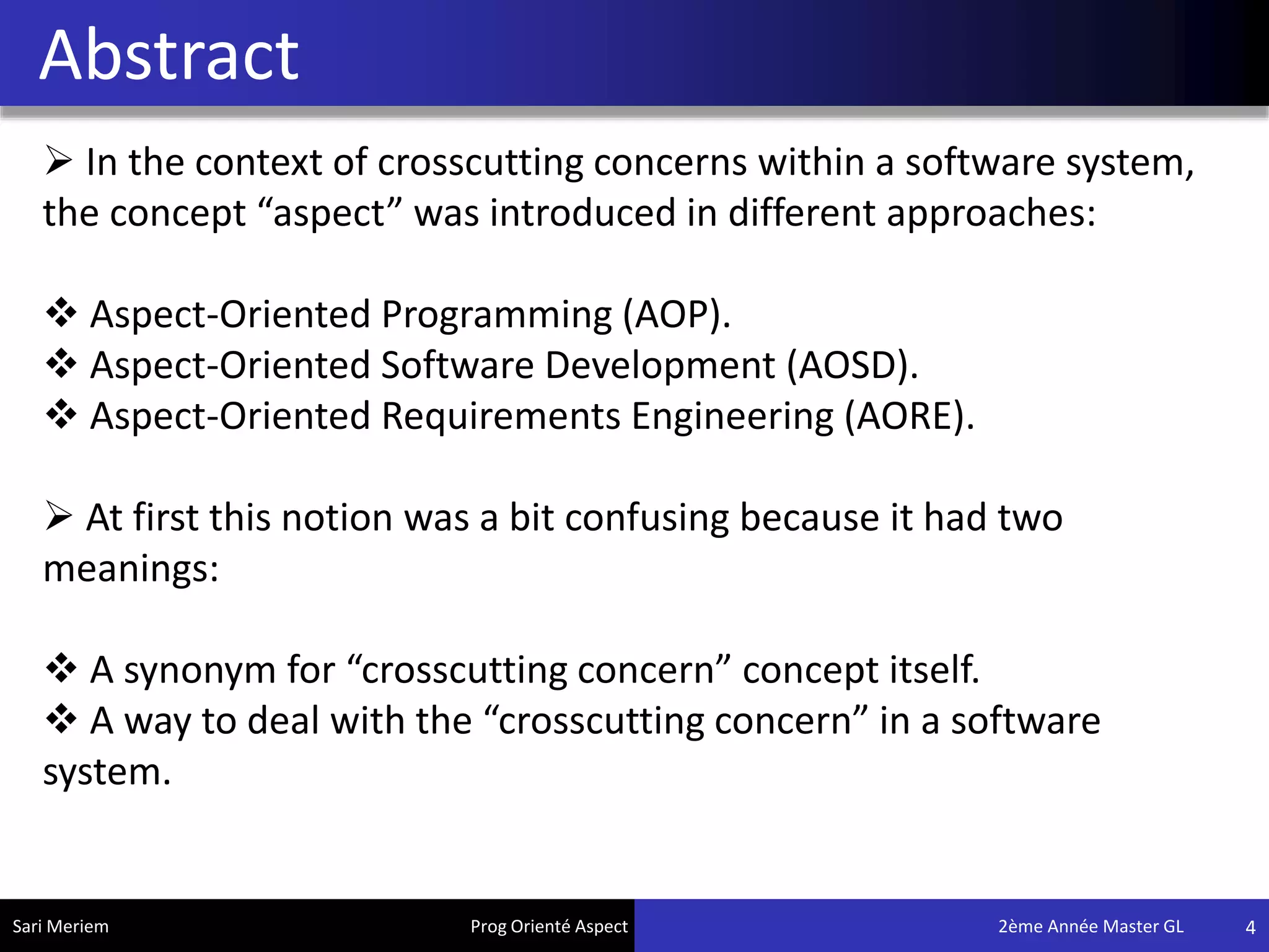 What Is An Aspect In Aspect Oriented Requirements Engineering Ppt