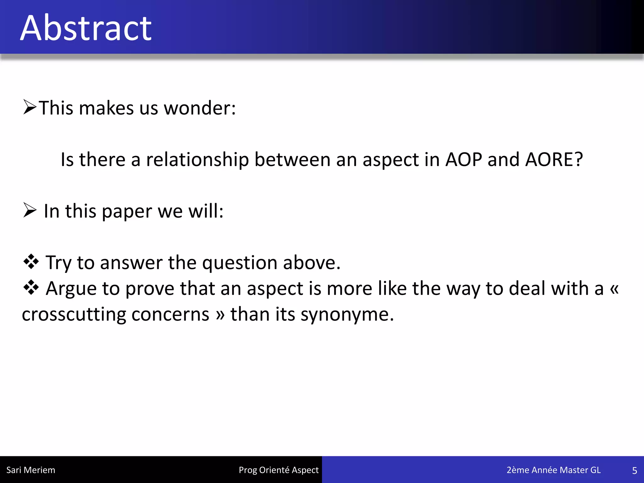 What Is An Aspect In Aspect Oriented Requirements Engineering Ppt