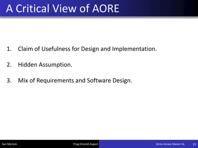 What Is An Aspect In Aspect Oriented Requirements Engineering Ppt