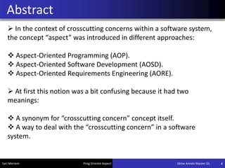 What is an aspect in aspect oriented requirements engineering | PPT
