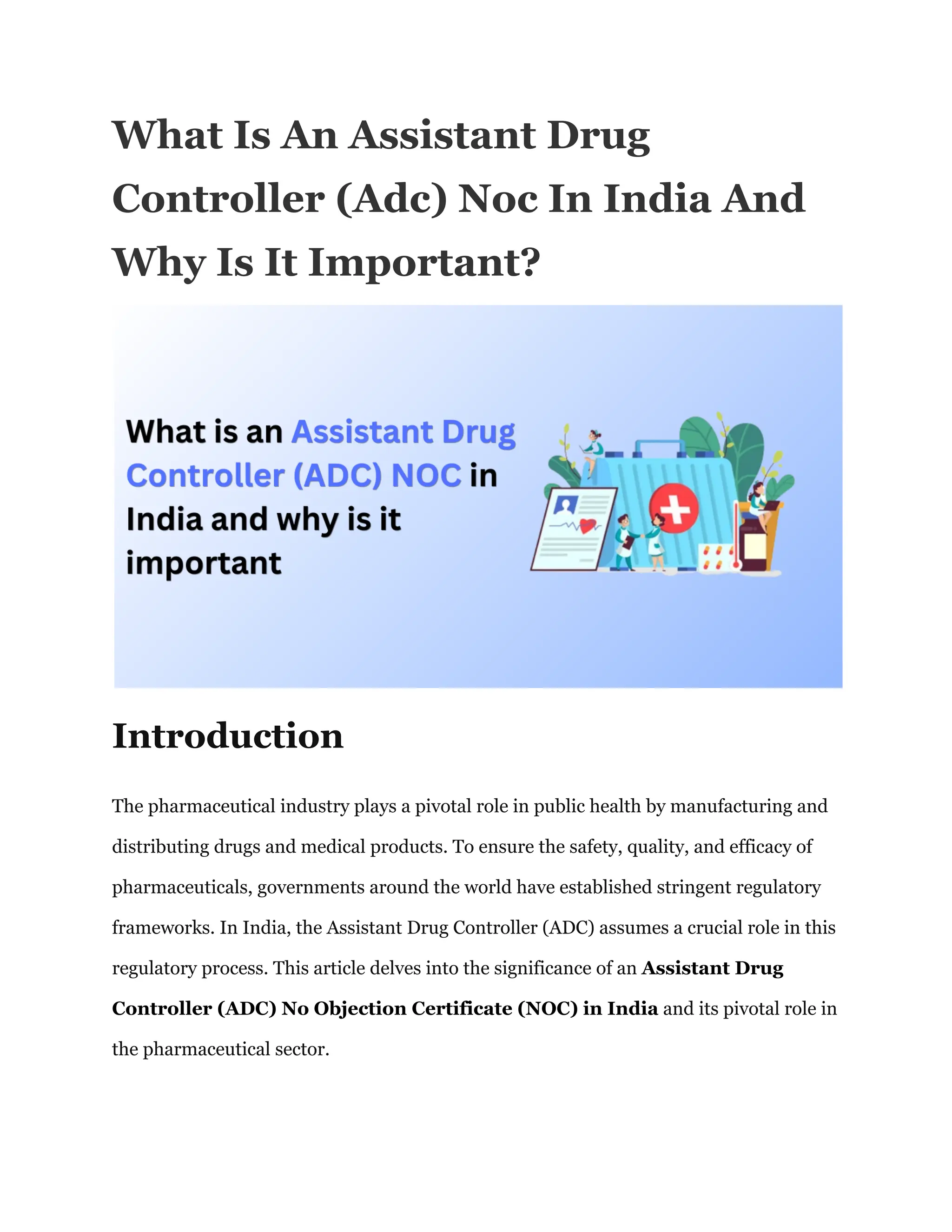 What Is An Assistant Drug Controller (Adc) Noc In India And Why Is It ...