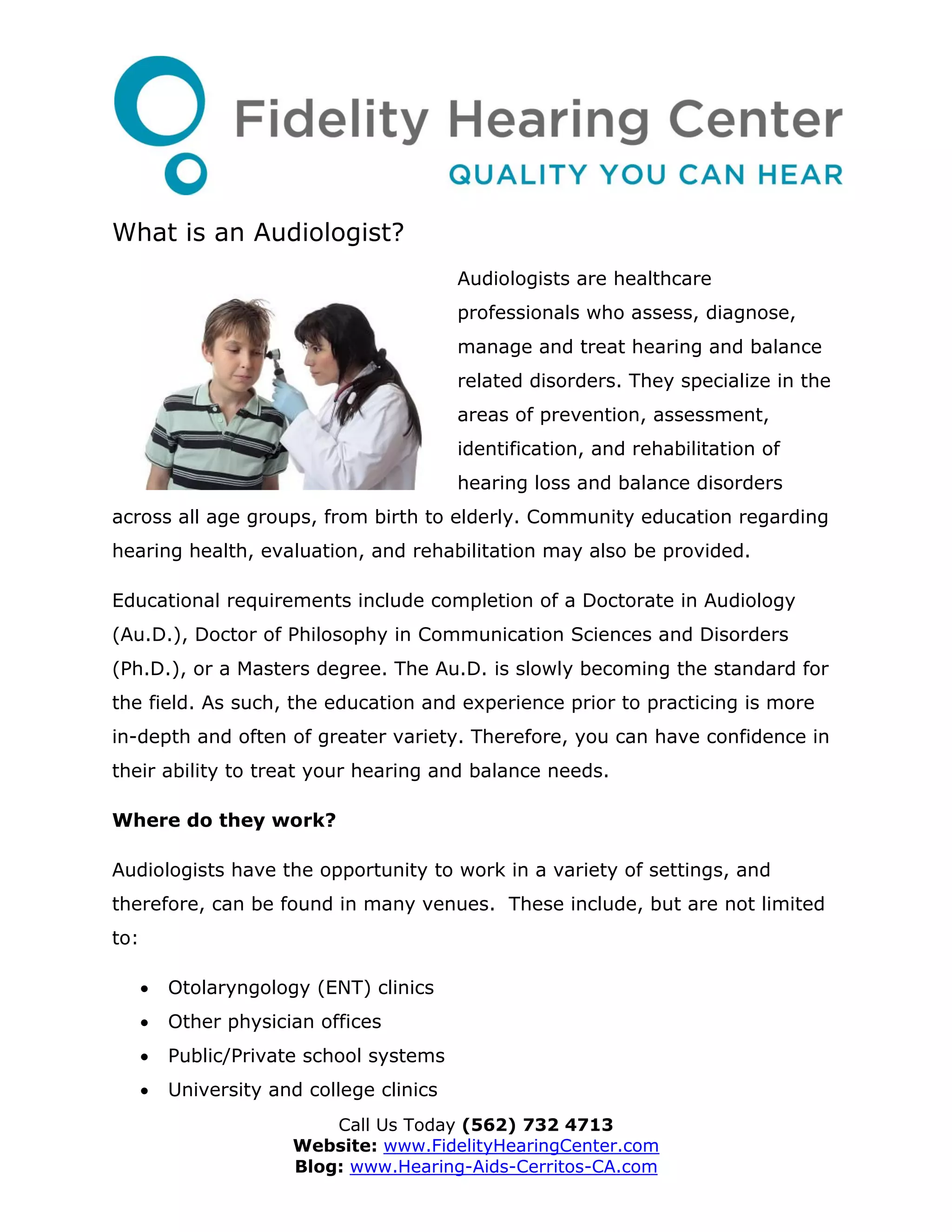 What is an Audiologist | PDF