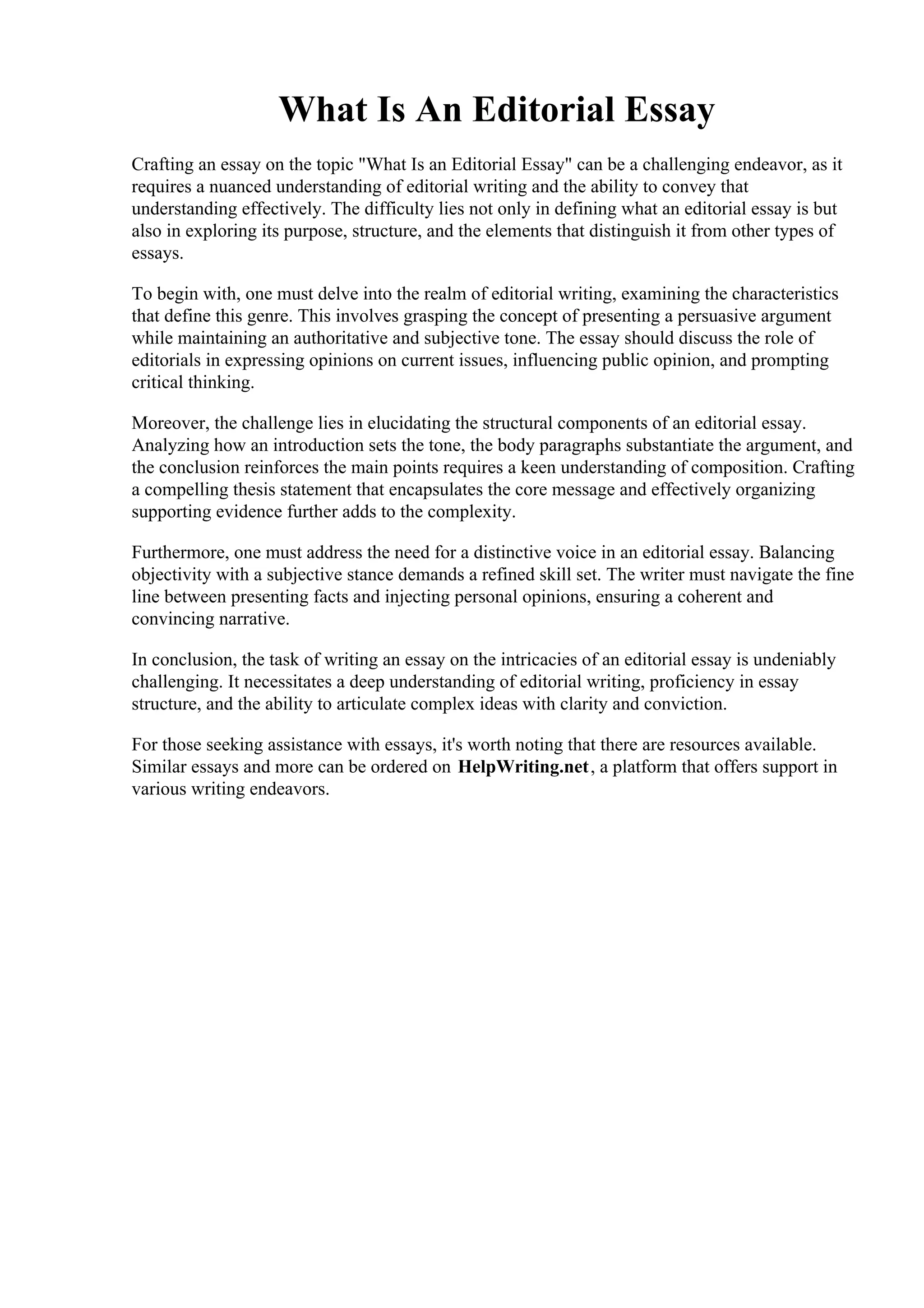 What Is An Editorial Essay. Format editorial essay | PDF