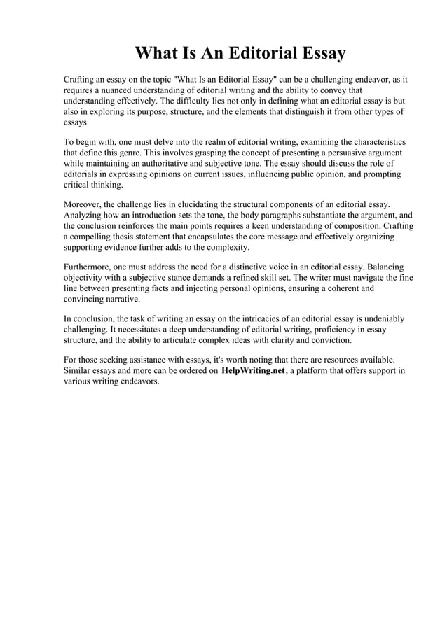 What Is An Editorial Essay. Format editorial essay | PDF