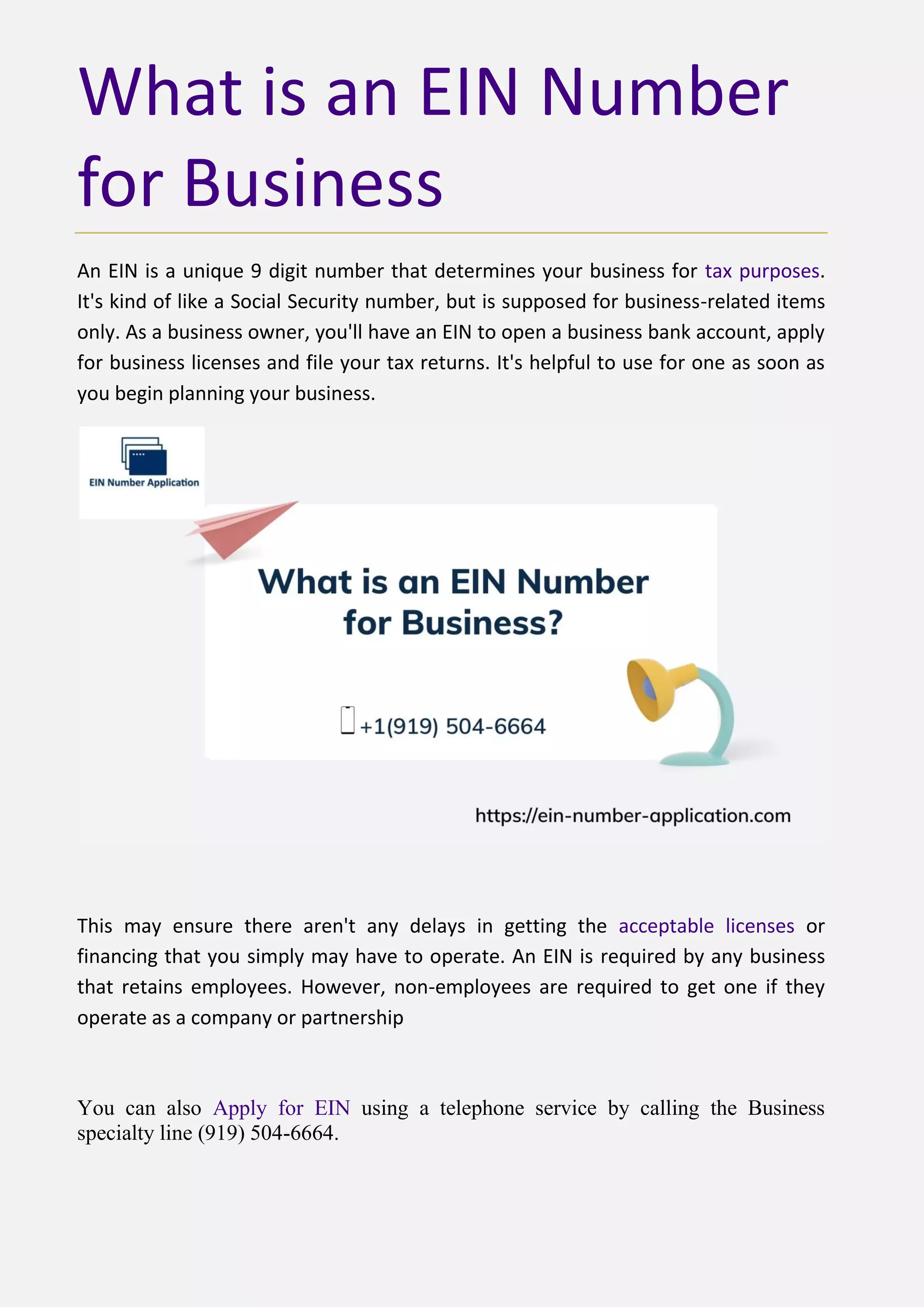 What is an ein number for business | PDF