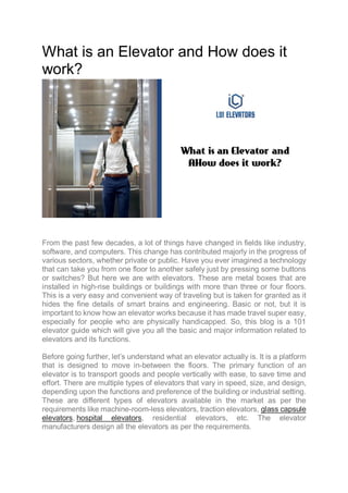 What is an Elevator and How does it work ? | PDF