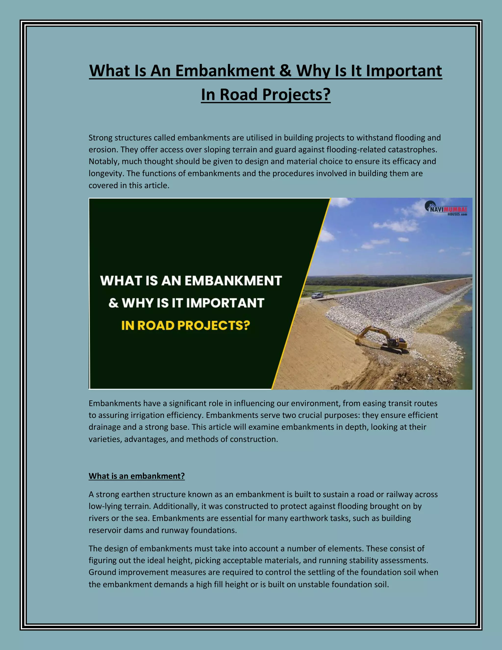 What is an embankment and why is it important in road.pdf