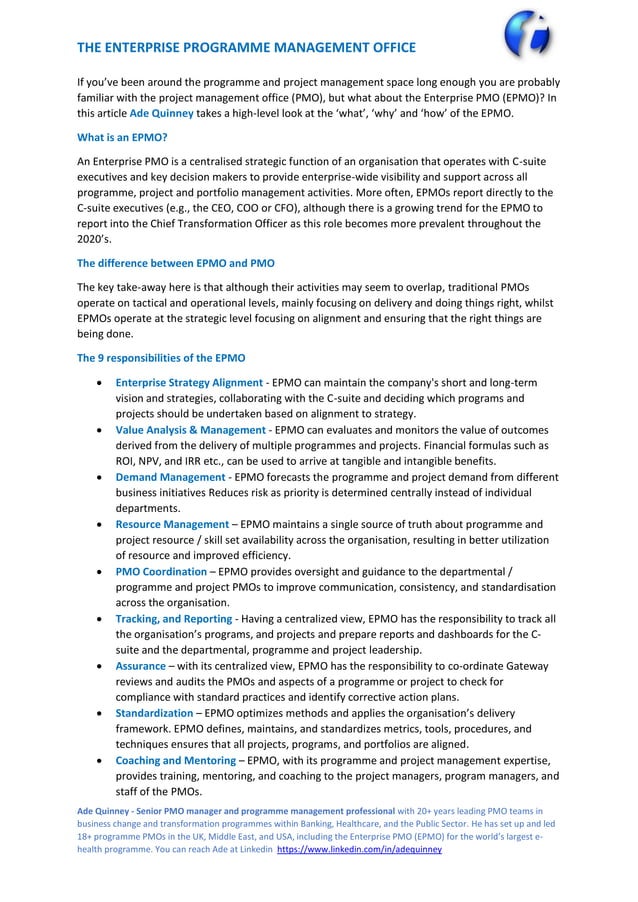what is an epmo | PDF | Business Accounting & Finance | Business