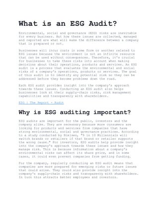 What is an esg audit? | DOCX