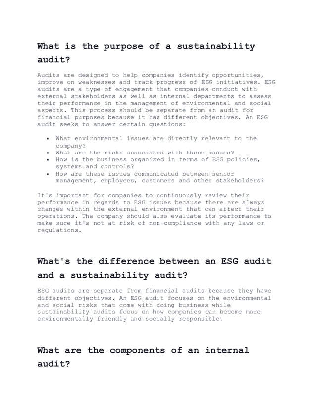 What is an esg audit? | DOCX | Financial Regulation | Economy