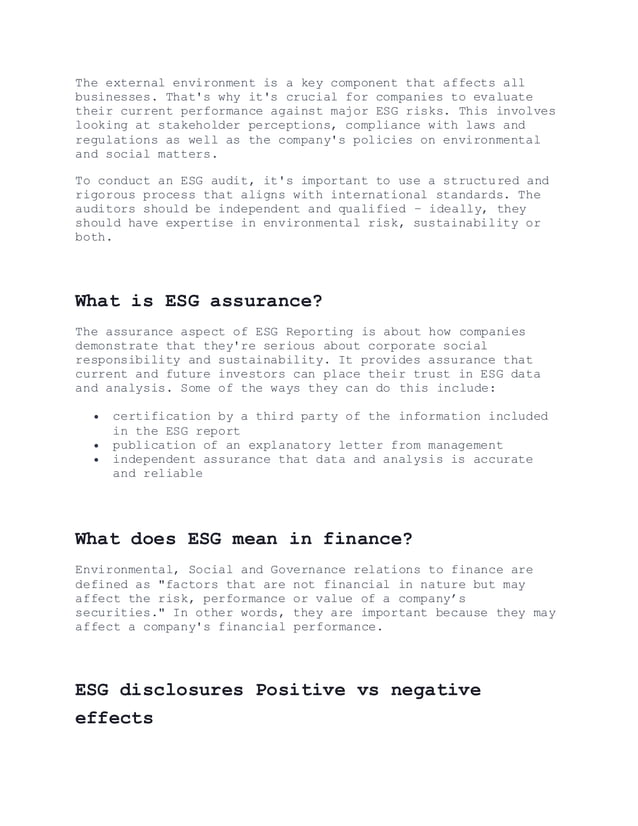 What is an esg audit? | DOCX | Financial Regulation | Economy