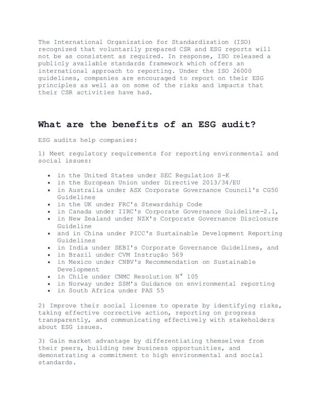What is an esg audit? | DOCX | Financial Regulation | Economy