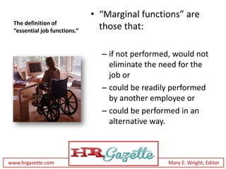 What is an "Essential Job Function" (under workplace disability laws ...
