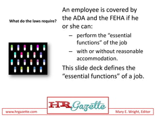 What is an "Essential Job Function" (under workplace disability laws ...