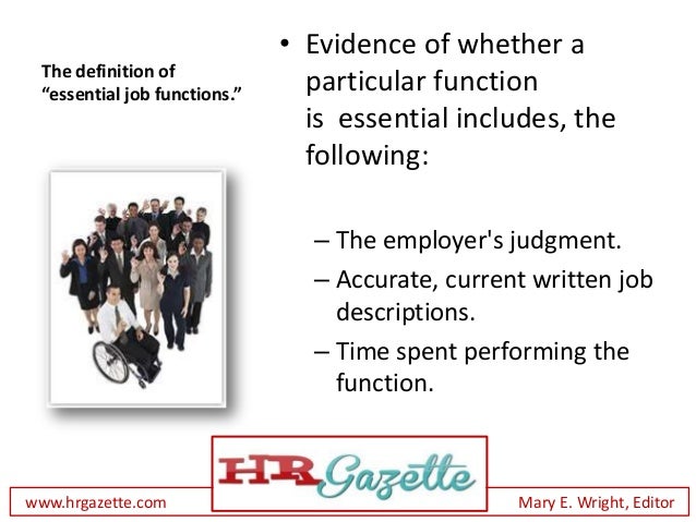 What is an "Essential Job Function" (under workplace disability laws)
