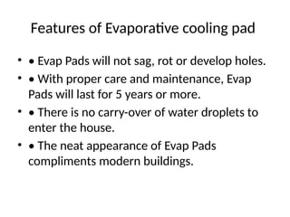 What is an Evaporative cooling & Evaporation Pads | PPTX