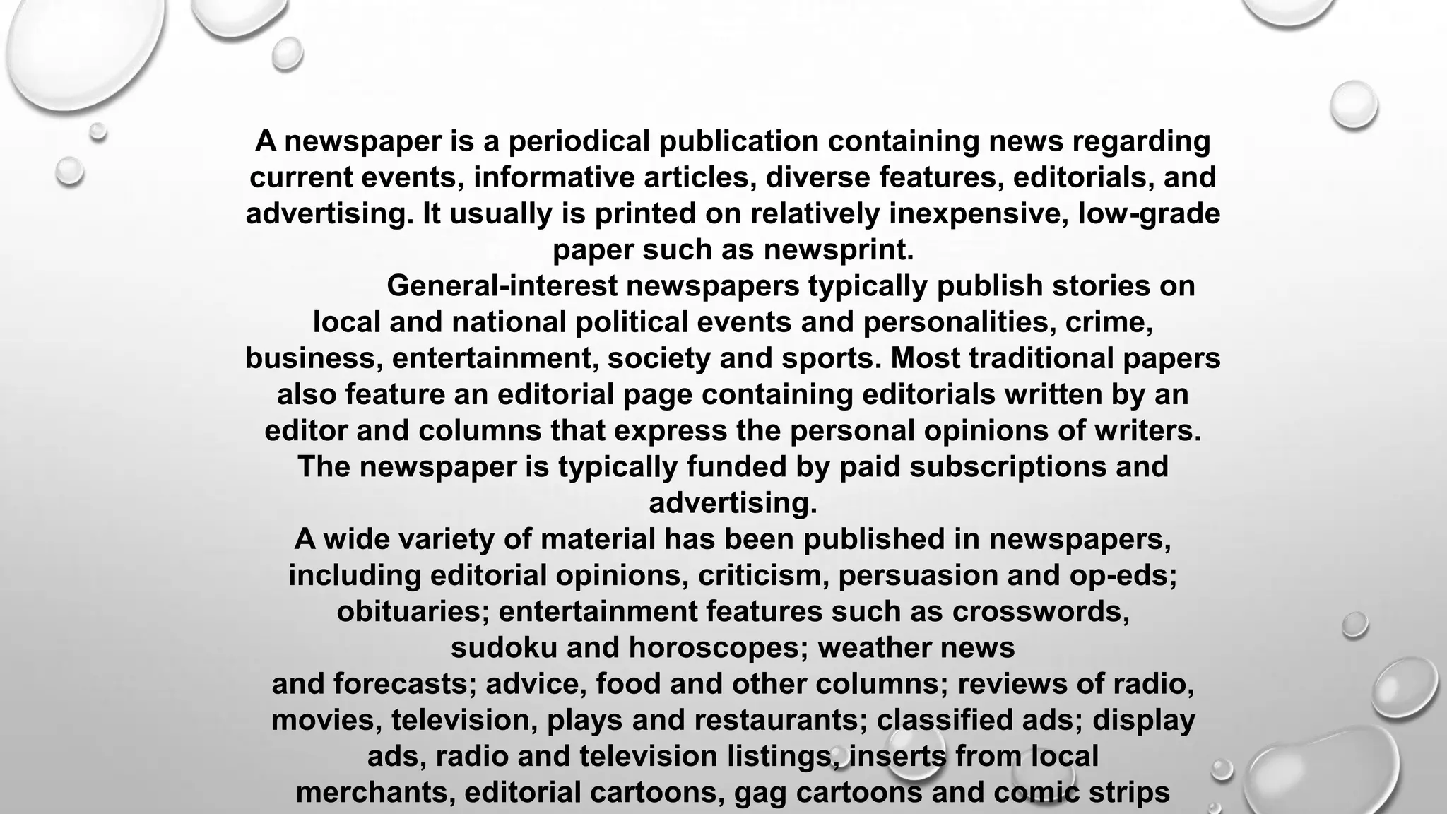 What is a newspaper? | PPTX