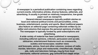 What is a newspaper | PPTX