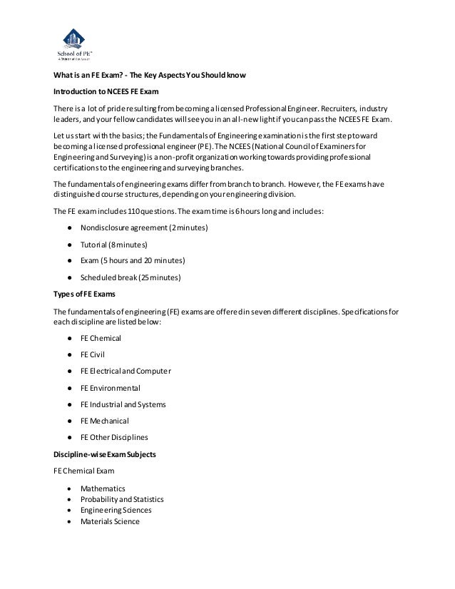What is an FE Exam The Key Aspects You Should know | DOCX