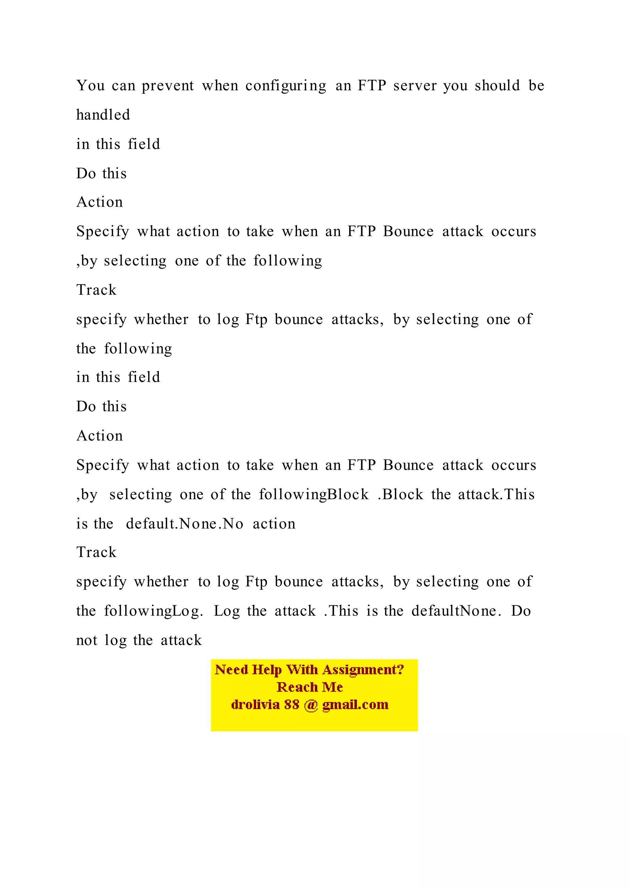 What is an ftp bounce attack Give an example What specificall.docx | Computer Networking | Computing