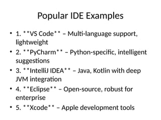 Integrated Development Environment in Programming | PPTX