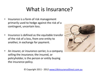 What is an insurance | PPT