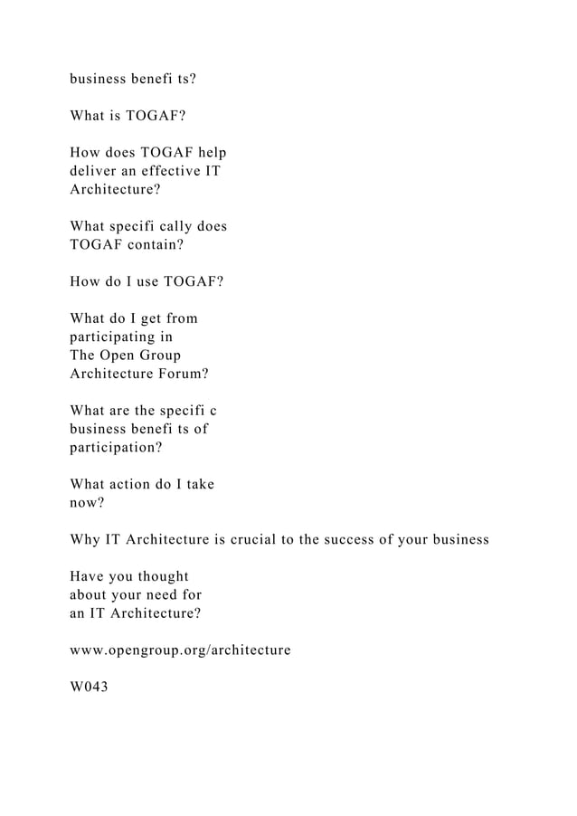 What is an IT Architecture ...The technical foundation of.docx