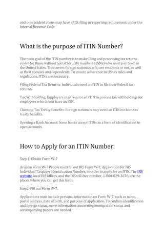 What is an ITIN Number? How to Apply for an ITIN? | PDF | Personal Taxes | Personal Finance