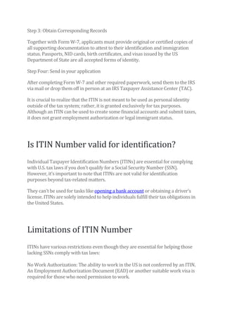 What is an ITIN Number? How to Apply for an ITIN? | PDF | Personal ...