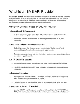 What Is an SMS API Provider? How it can be used by businesses | PDF