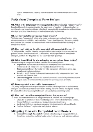 What is an Unregulated Forex Broker and Its Challenges | PDF