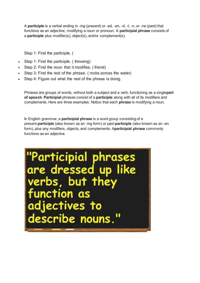 What is a participial phrase | DOCX
