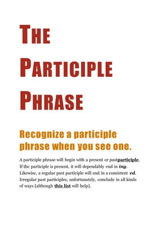 What is a participial phrase | DOCX