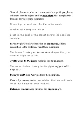 What is a participial phrase | DOCX