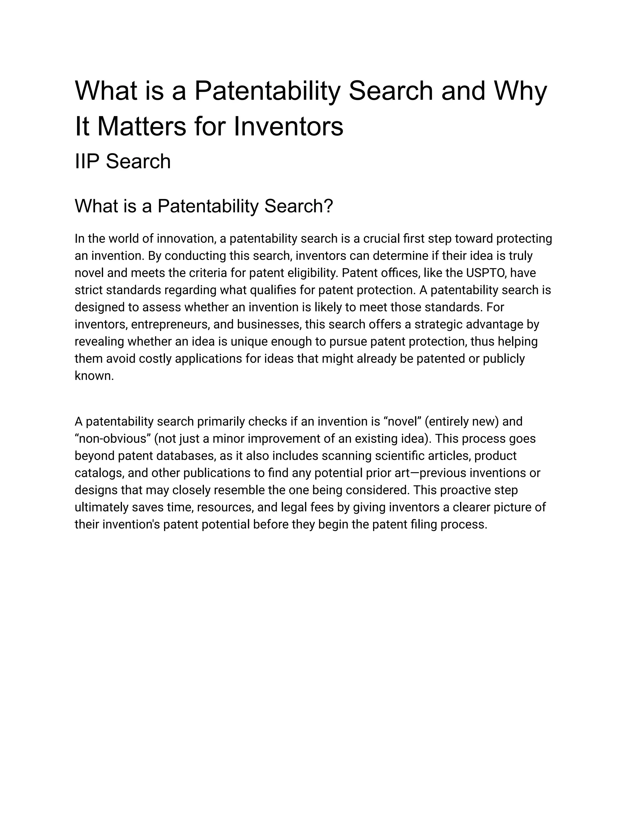 What is a Patentability Search and Why It Matters for Inventors | IIP ...