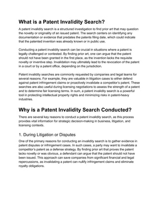 What is a Patent Invalidity Search | Process, Importance, and Key Challenges | InventionIP | PDF